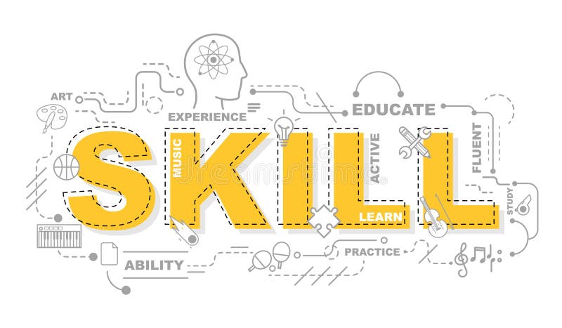 Skill Word Represents Skilled Words And Abilities Stock Illustration ...