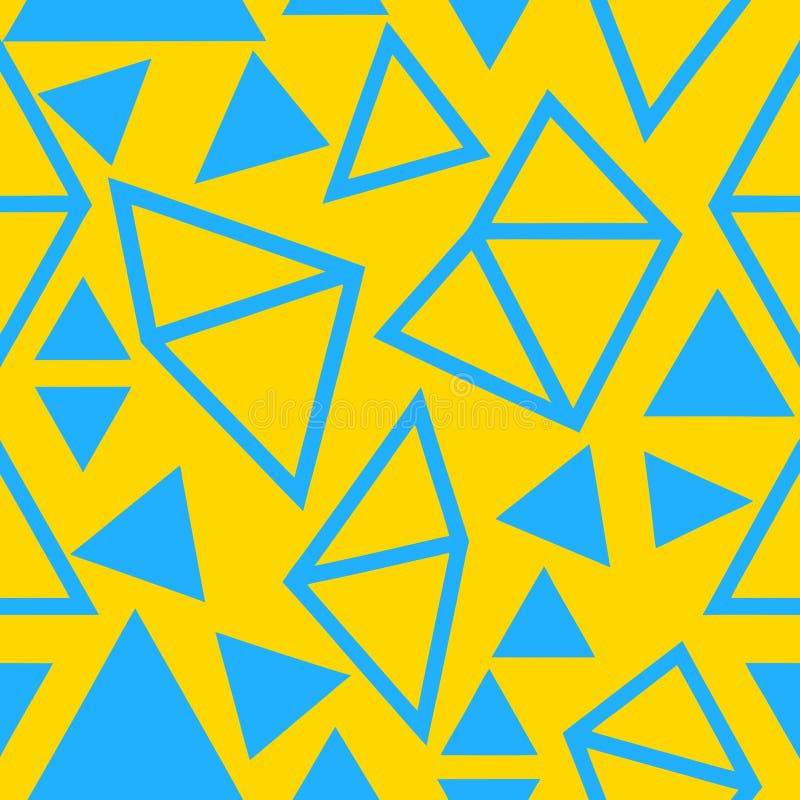 Seamless Blue and Yellow Triangles on Yellow Background Stock ...