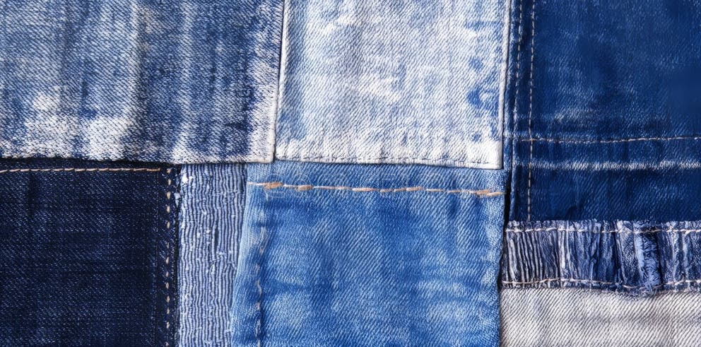 The Design Consists of a Seamless Pattern with Ripped Denim and ...