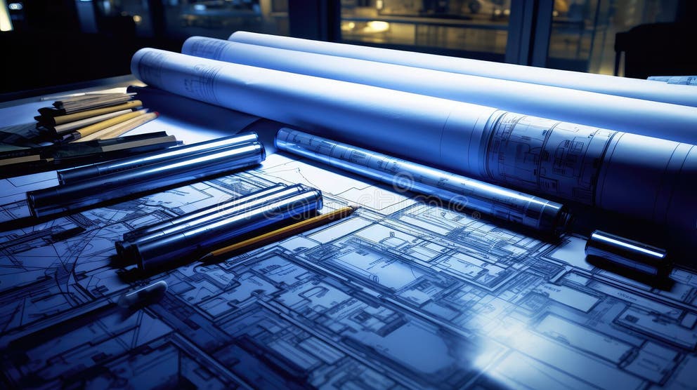 Design Construction Blue Prints Stock Illustration - Illustration of ...