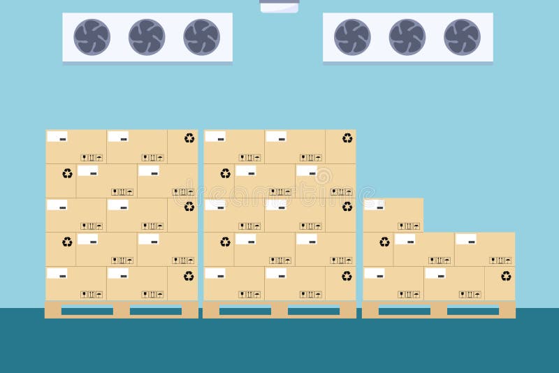 Warehouse Freezer, Cold Storage of Packaging. Stock Vector ...