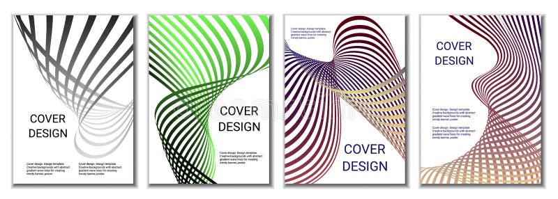 A Set of 4 Abstract Covers. Wavy Parallel Gradient Lines, Ribbons ...