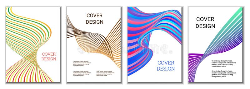 A Set of 4 Abstract Covers. Wavy Parallel Gradient Lines, Ribbons ...