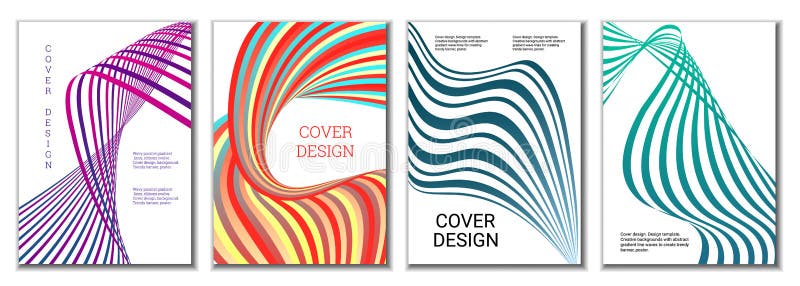 A Set of 4 Abstract Covers. Wavy Parallel Gradient Lines, Ribbons ...