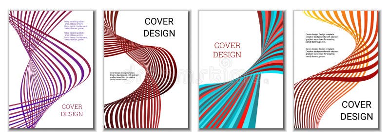 A Set of 4 Abstract Covers. Wavy Parallel Gradient Lines, Ribbons ...