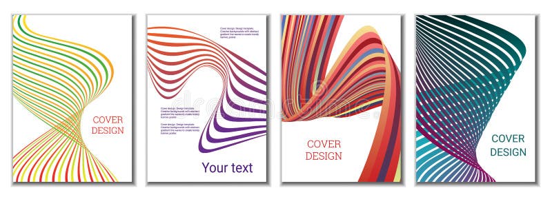 A Set of 4 Abstract Covers. Wavy Parallel Gradient Lines, Ribbons ...