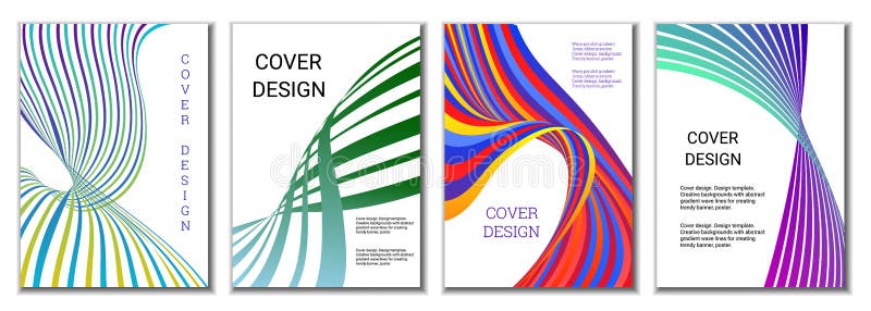 A Set of 4 Abstract Covers. Wavy Parallel Gradient Lines, Ribbons ...