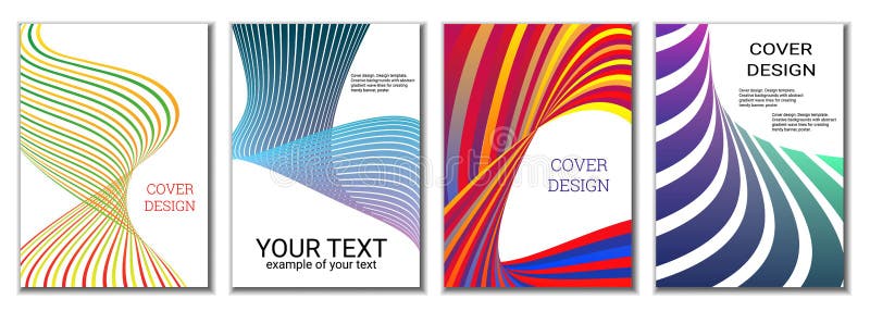 A Set of 4 Abstract Covers. Wavy Parallel Gradient Lines, Ribbons ...