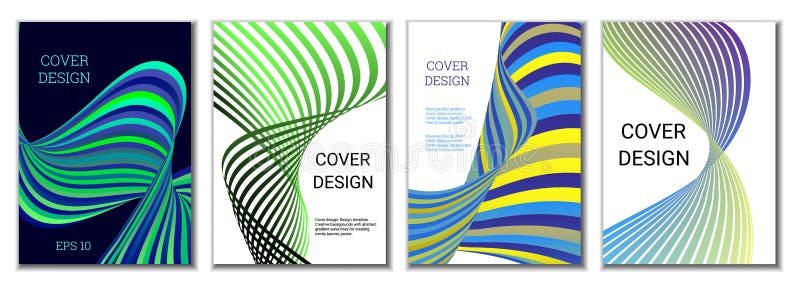 A Set of 4 Abstract Covers. Wavy Parallel Gradient Lines, Ribbons ...