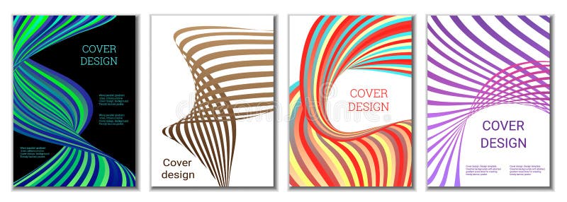 A Set of 4 Abstract Covers. Wavy Parallel Gradient Lines, Ribbons ...