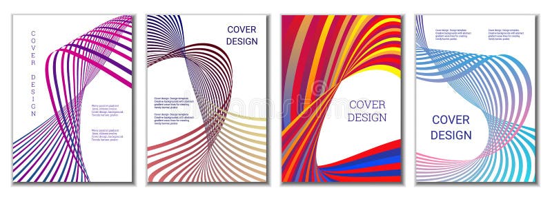 A Set of 4 Abstract Covers. Wavy Parallel Gradient Lines, Ribbons ...