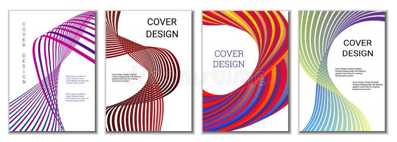 A Set of 4 Abstract Covers. Wavy Parallel Gradient Lines, Ribbons ...