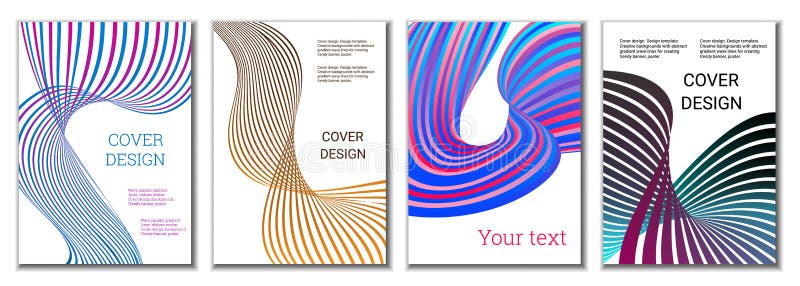 A Set of 4 Abstract Covers. Wavy Parallel Gradient Lines, Ribbons ...