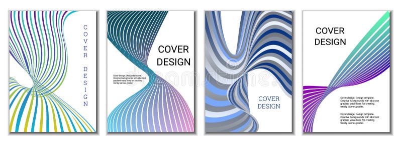 A Set of 4 Abstract Covers. Wavy Parallel Gradient Lines, Ribbons ...