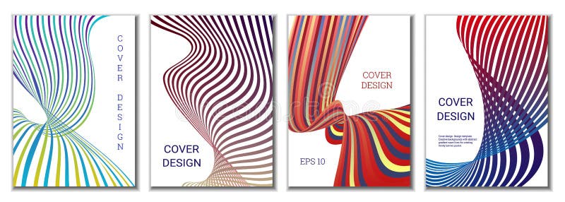 A Set of 4 Abstract Covers. Wavy Parallel Gradient Lines, Ribbons ...