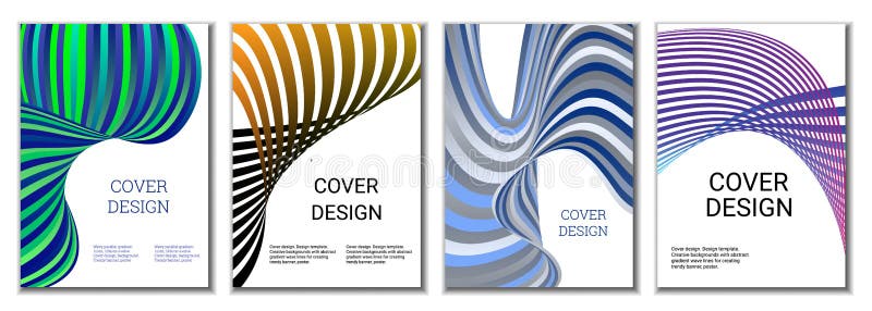A Set of 4 Abstract Covers. Wavy Parallel Gradient Lines, Ribbons ...