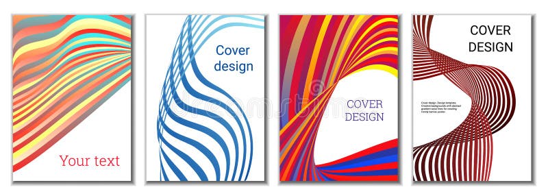 A Set of 4 Abstract Covers. Wavy Parallel Gradient Lines, Ribbons ...
