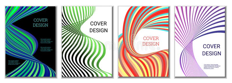 A Set of 4 Abstract Covers. Wavy Parallel Gradient Lines, Ribbons ...