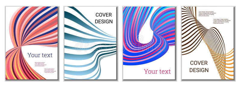 A Set of 4 Abstract Covers. Wavy Parallel Gradient Lines, Ribbons ...