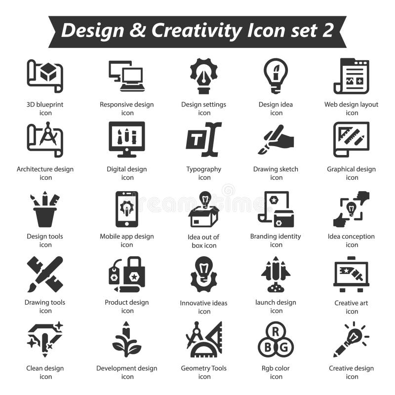 Design Creativity Icon Set 2 Stock Vector - Illustration of business ...