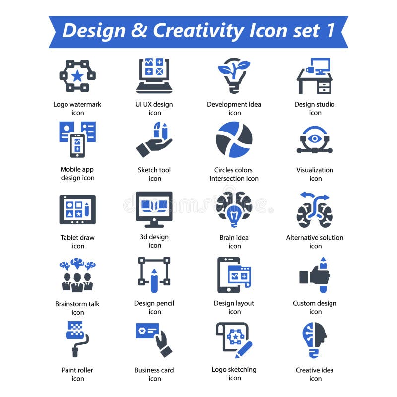 Design Creativity Icon Set 1 Stock Vector - Illustration of settings ...