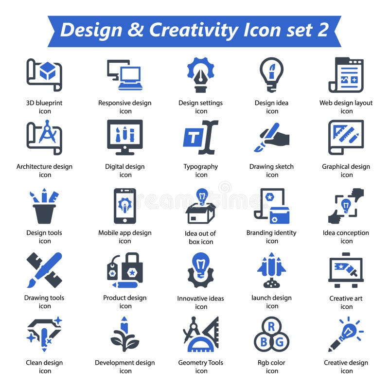 Design Creativity Icon Set 2 Stock Vector - Illustration of ideas ...