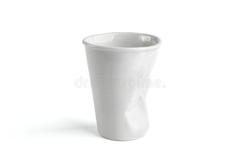 Design Crumpled Ceramic Coffee Cup As Plastic One Time Cup Isolated on ...