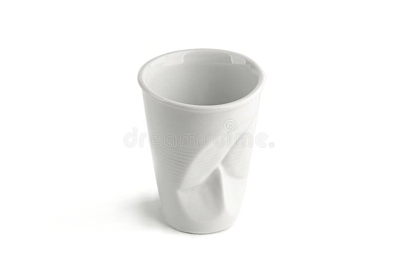 Design Crumpled Ceramic Coffee Cup As Plastic One Time Cup Isolated on ...
