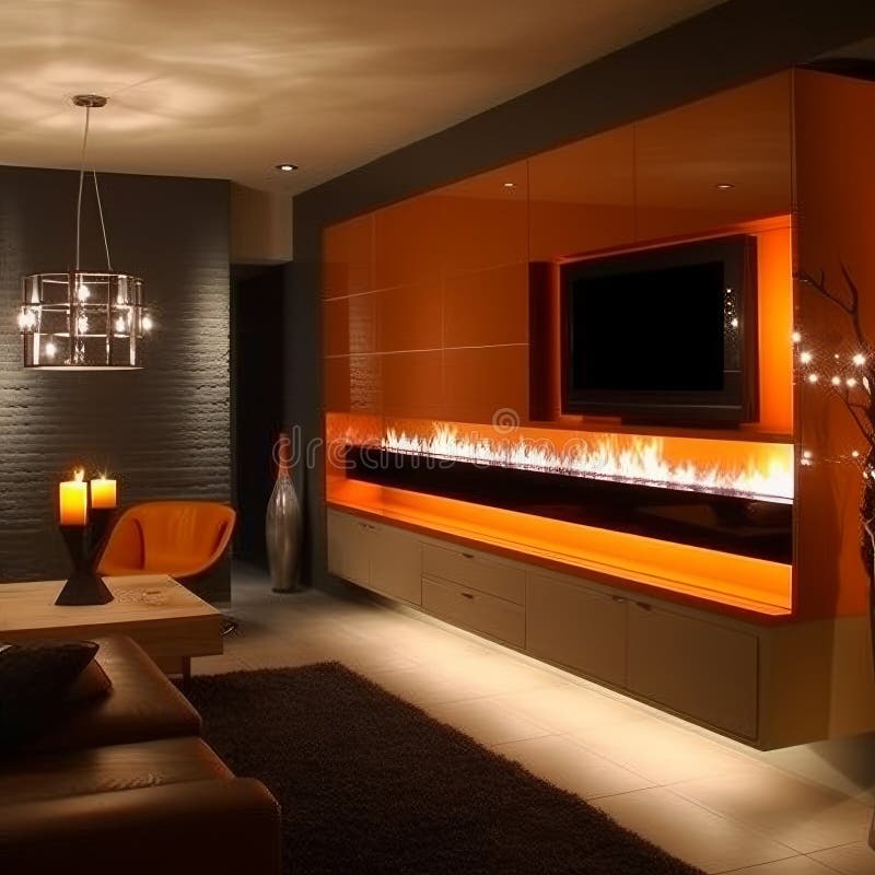 Design a Custom Fireplace Wall Generative AI Stock Illustration ...