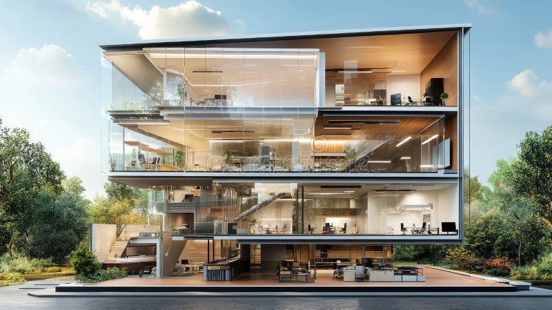 Design Cutaway Office Building Stock Illustration - Illustration of ...