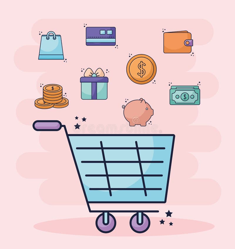 Shopping items design stock vector. Illustration of percent - 239947393