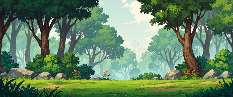 Design 2d Forest Game Background For Application Concept Forest Nature Trees Greenery