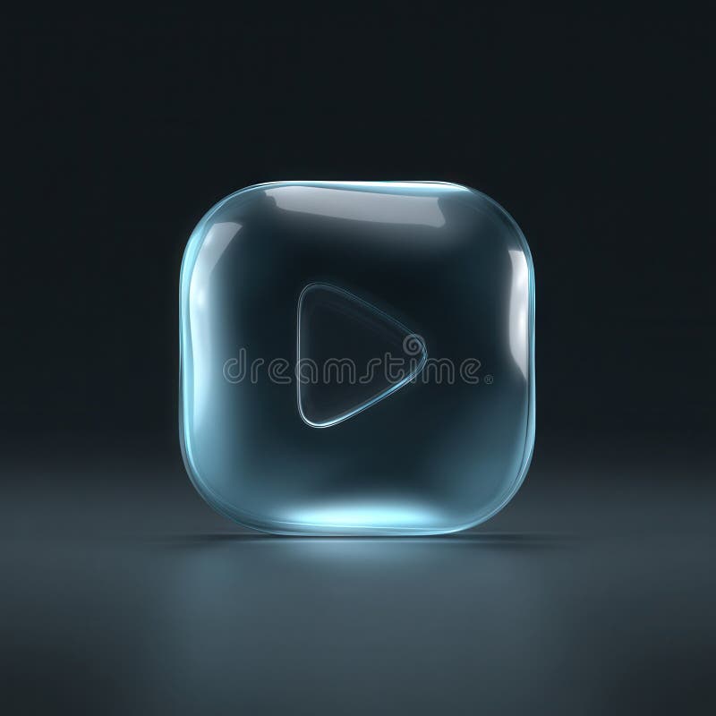 Design a 3D Glass Play Button with a Semi-transparent, Glossy Stock ...