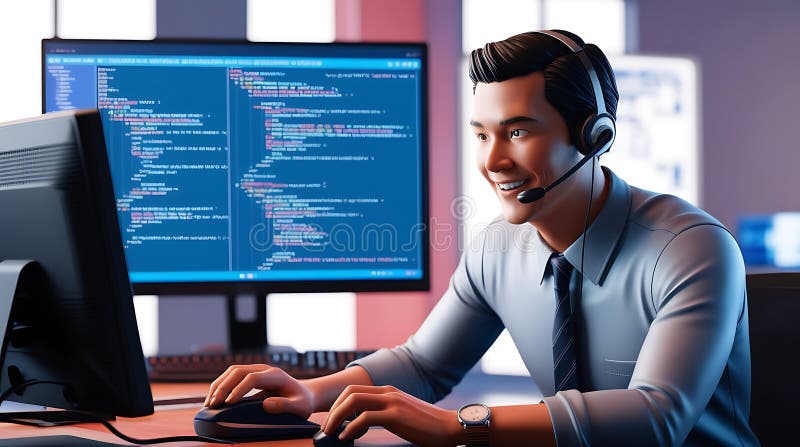 Design a 3D Render of a Professional Male Customer Service ...