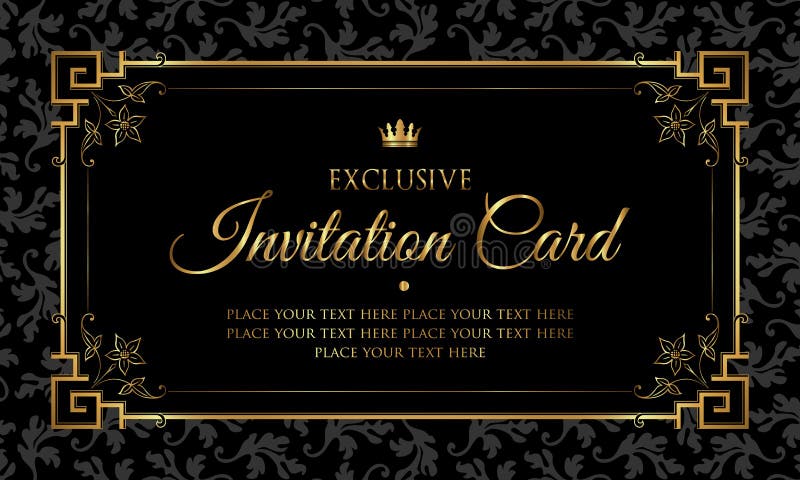 Design De Carte D'invitation - Noir Et Style De Vintage D'or ...