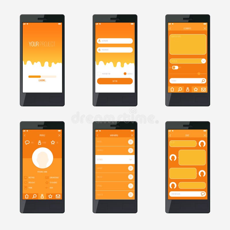 Design De L'interface Mobile D'application De Calibre Illustration de ...