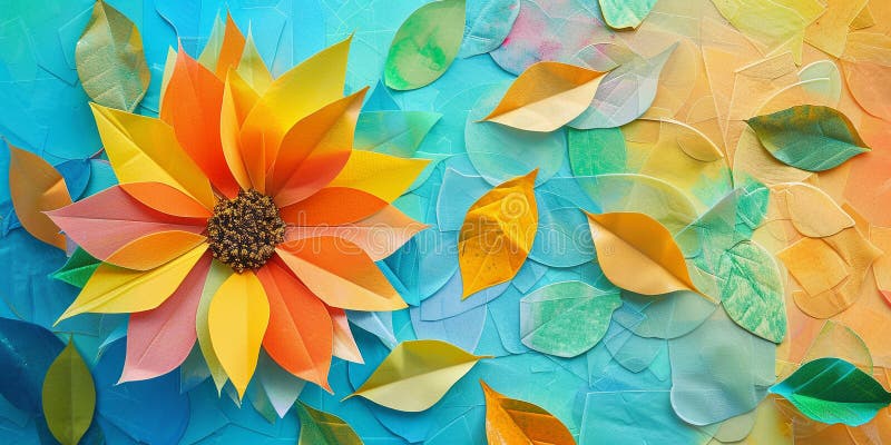 Design with Decor of Flowers Made of Paper. Spring and Summer ...