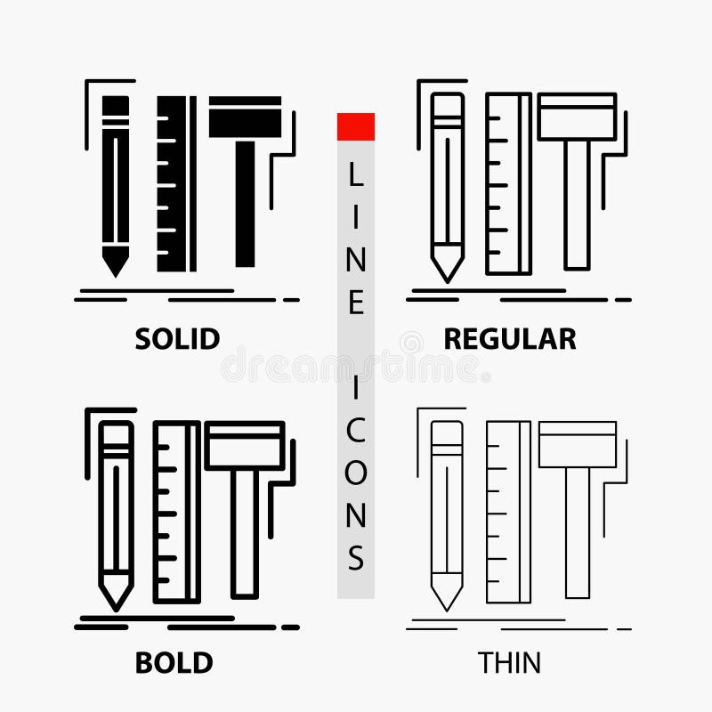 Design, Designer, Digital, Tools, Pencil Icon in Thin, Regular, Bold ...