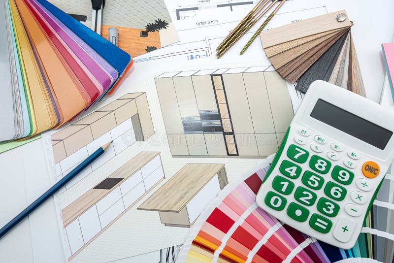 Design Desktop with House Render Draw and Color Sampless Swatches, Pen ... Design Desktop with House Render Draw and Color Sampless Swatches, Pen ...