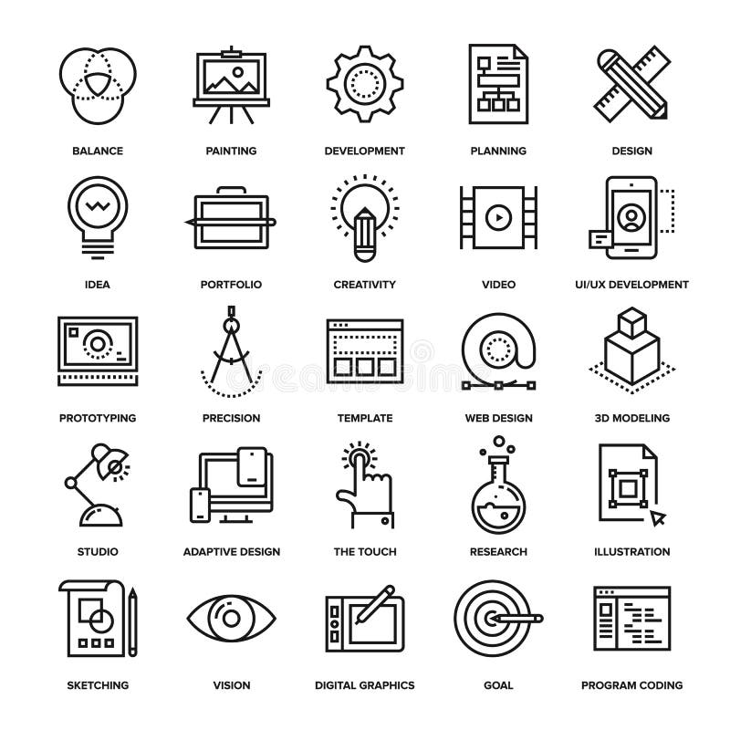 Startup Line Icon Set, Development Symbols Stock Vector - Illustration ...