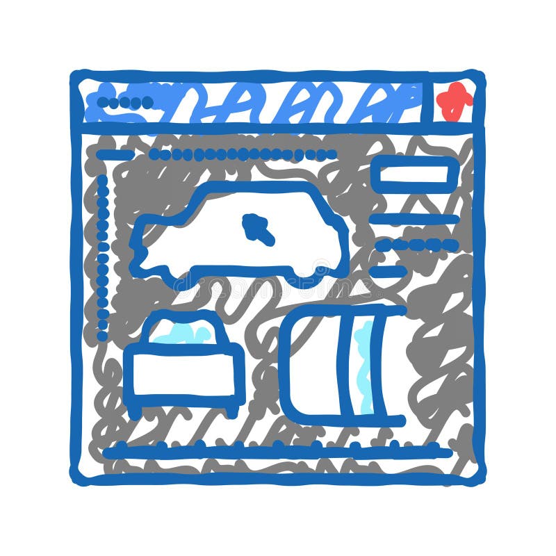 Design Development and Car Appearance Icon Doodle Illustration Stock ...
