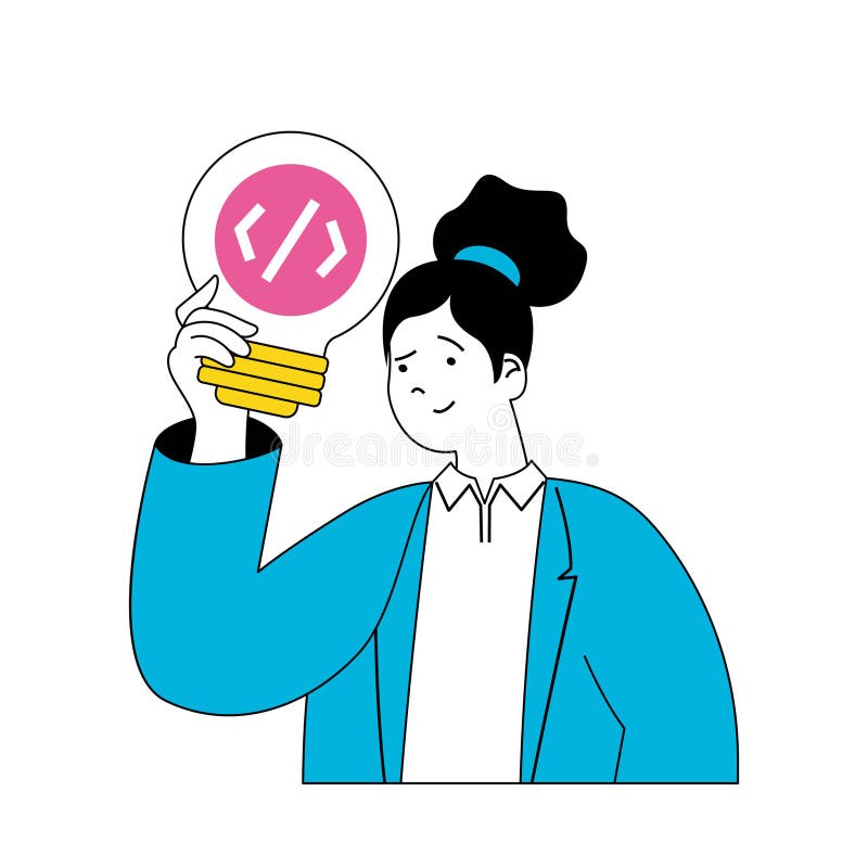 Design Development Concept with Cartoon People in Flat Design for Web ...