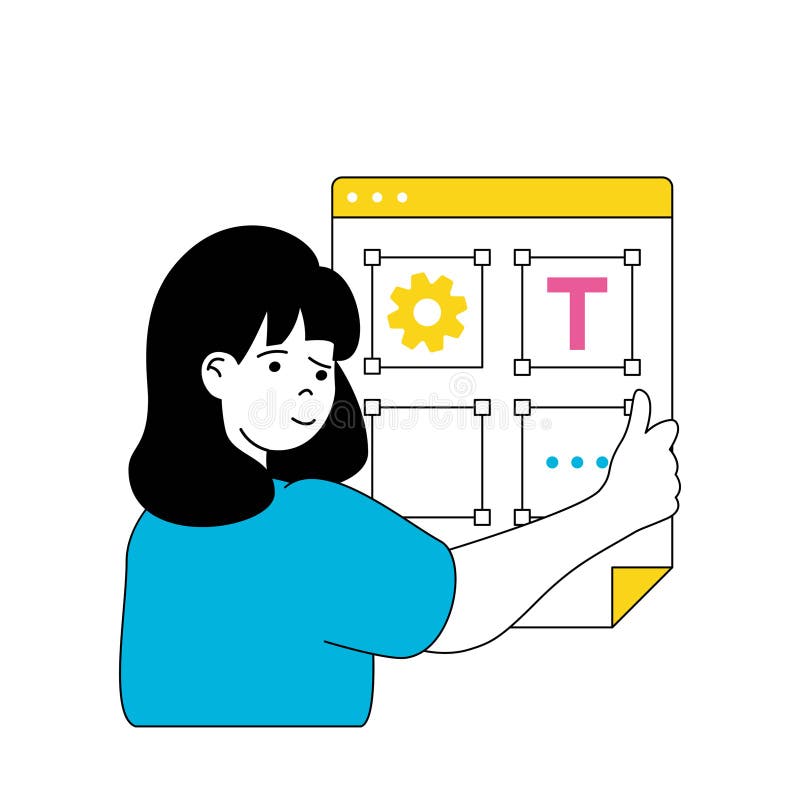 Design Development Concept with Cartoon People in Flat Design for Web ...