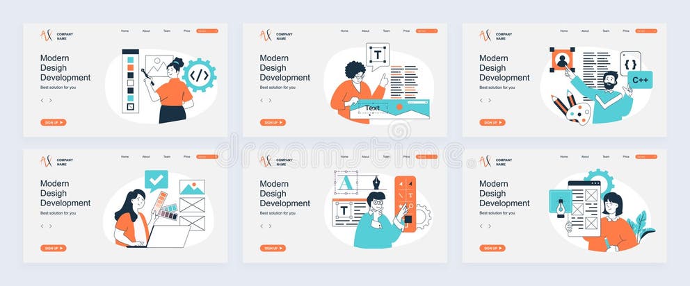 Design Development Concept of Landing Page with Slide Templates Set in ...