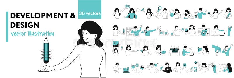 Design and Development Concept Vector Illustrations. Set of People and ...