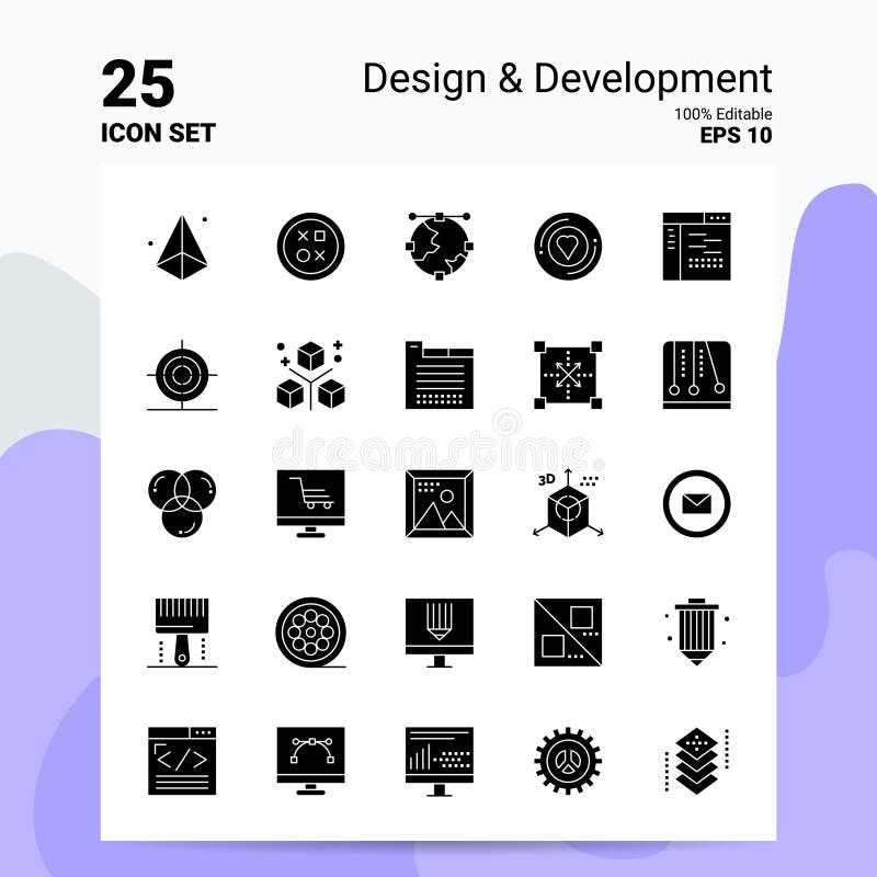 25 Design & Development Icon Set. 100 Editable EPS 10 Files Stock ...