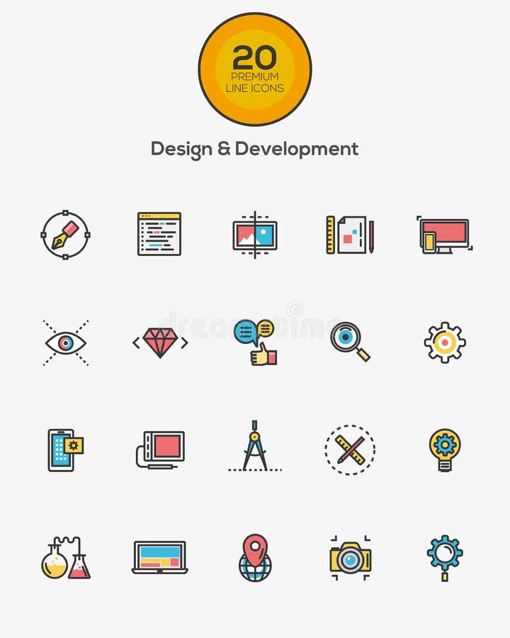Set of SEO and Development Icons Stock Vector - Illustration of ...