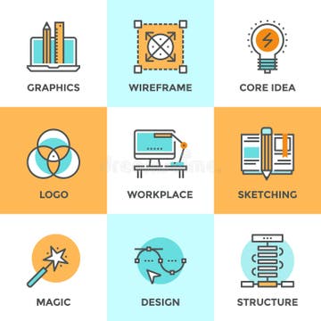 Design Development Line Icons Set Stock Vector - Illustration of ...