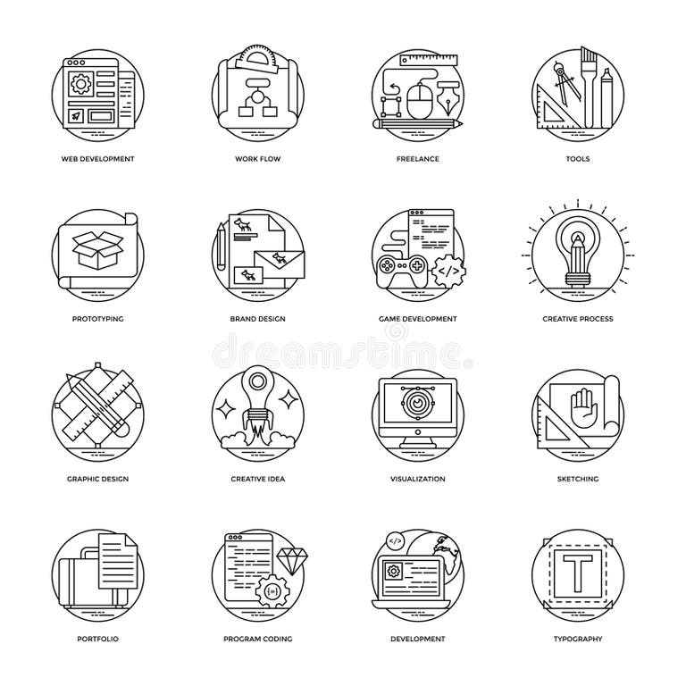 Design and Development Line Vector Icons Set Stock Illustration ...
