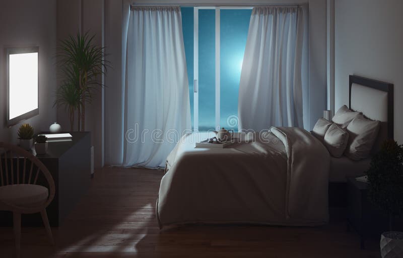 Design Di Lusso Camera Da Letto Moderna Rendering 3D Illustrazione di Stock - Illustrazione di ...